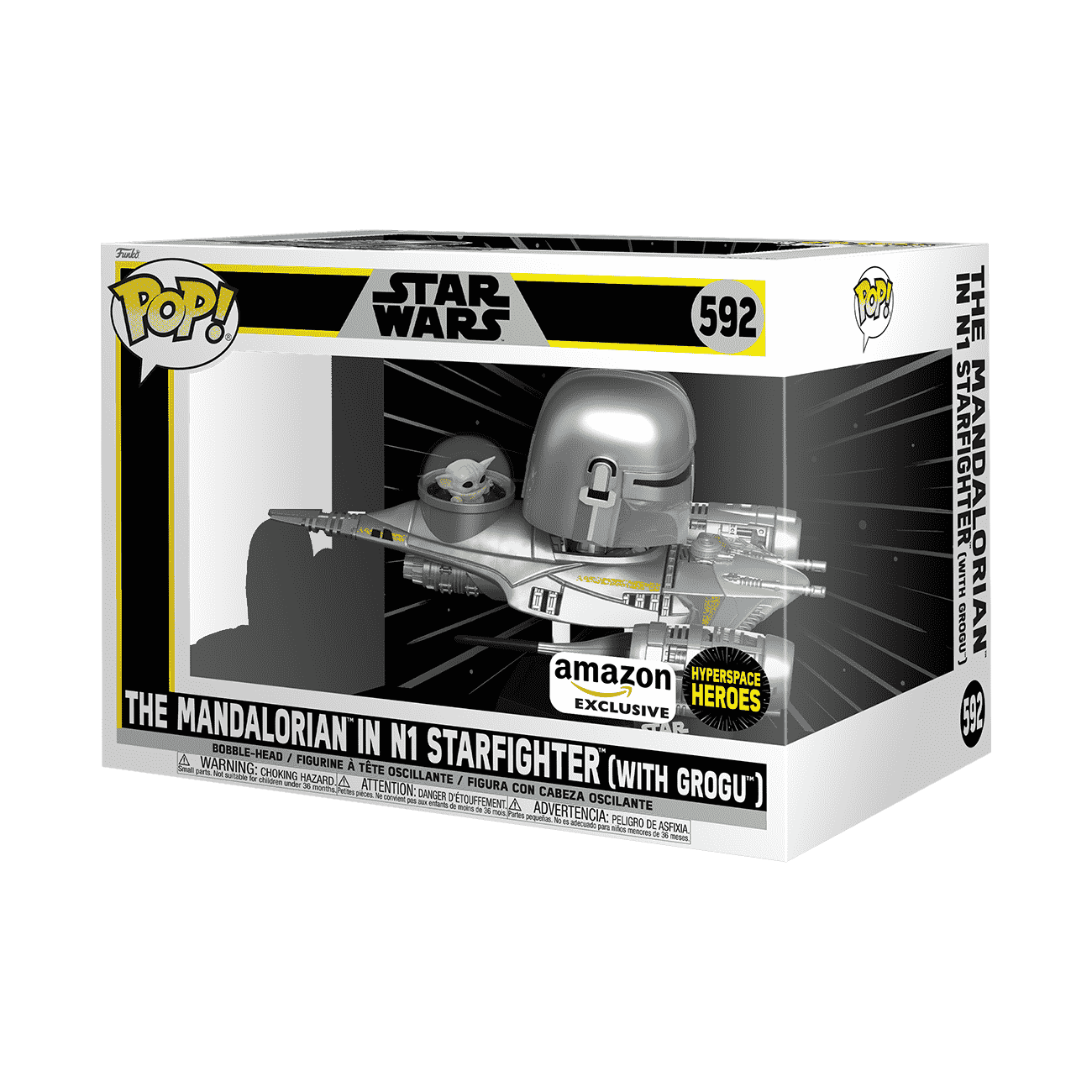 Pop! Rides Super Deluxe The Mandalorian in N1 Starfighter with Grogu