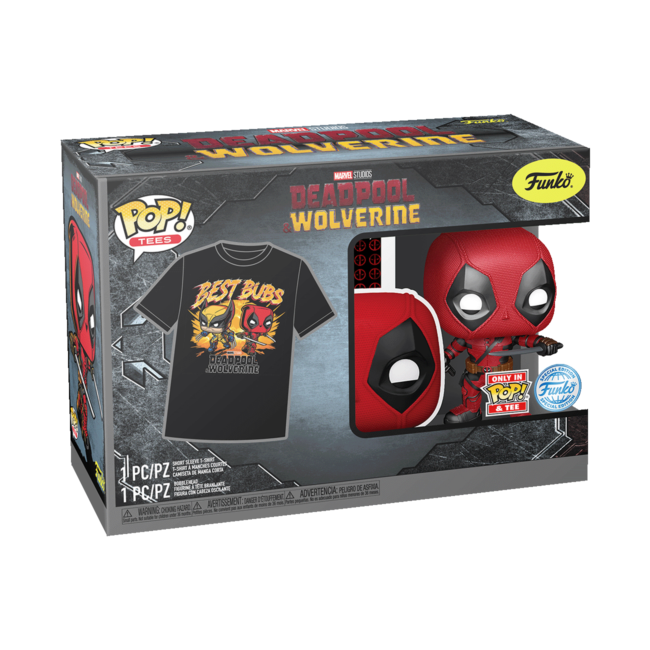 Pop & Tee Deadpool With Dual Swords (Metallic) | Funko
