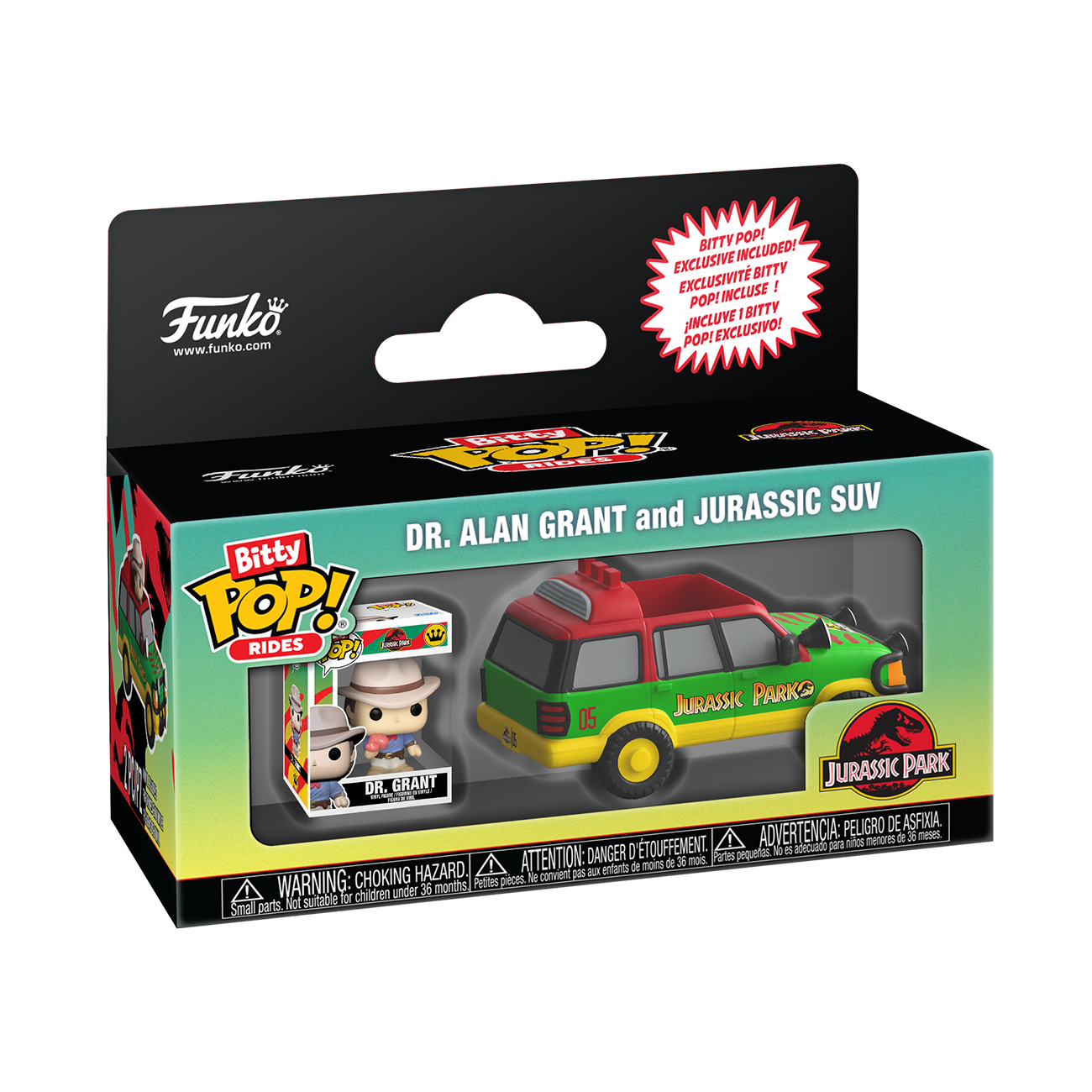 Bitty Pop! Rides Dr. Alan Grant and Jurassic SUV | Funko