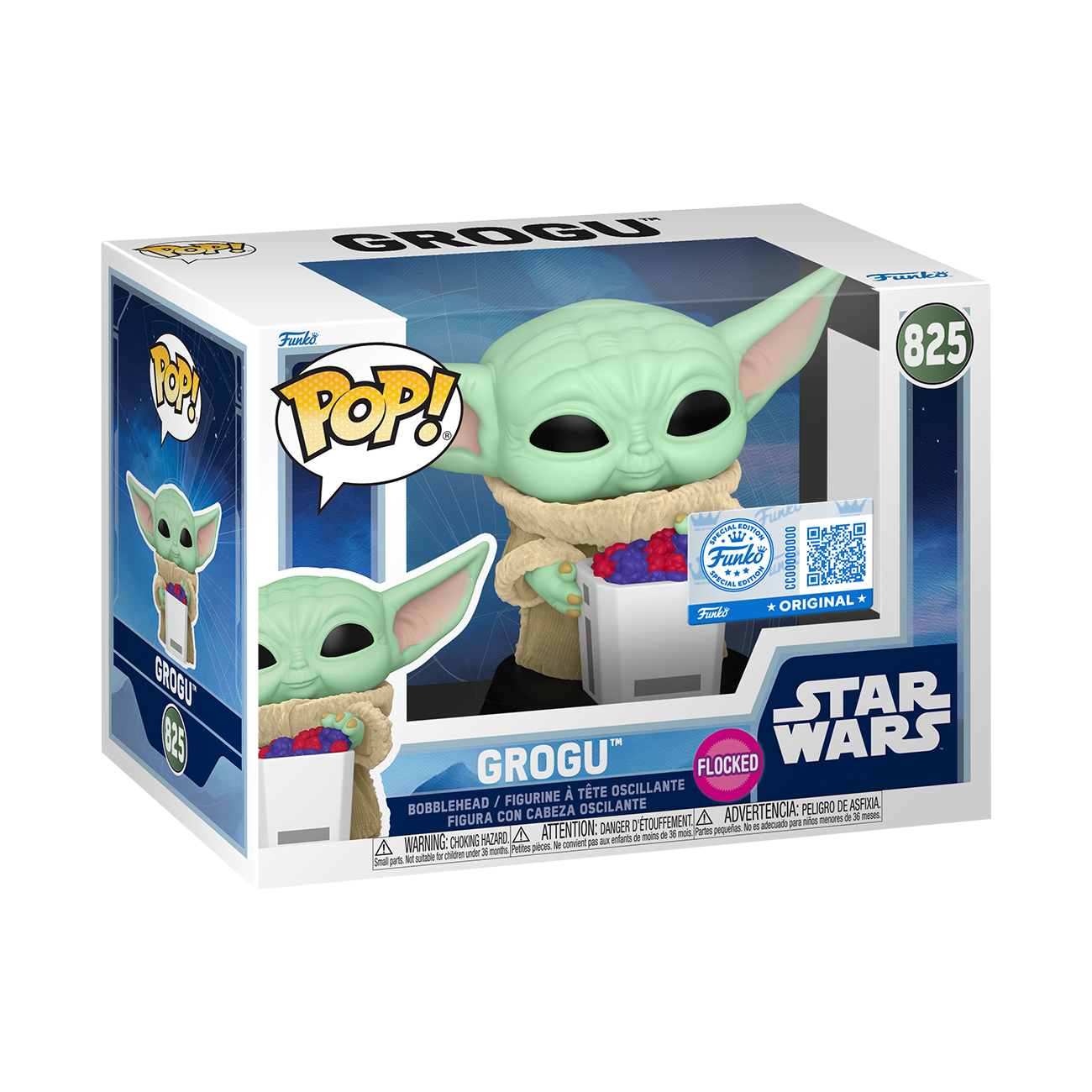 Pop! Grogu with Snack (Flocked) | Funko