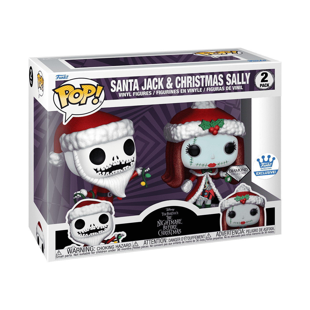Pop! Santa Jack & Christmas Sally (Diamond) 2-Pack
