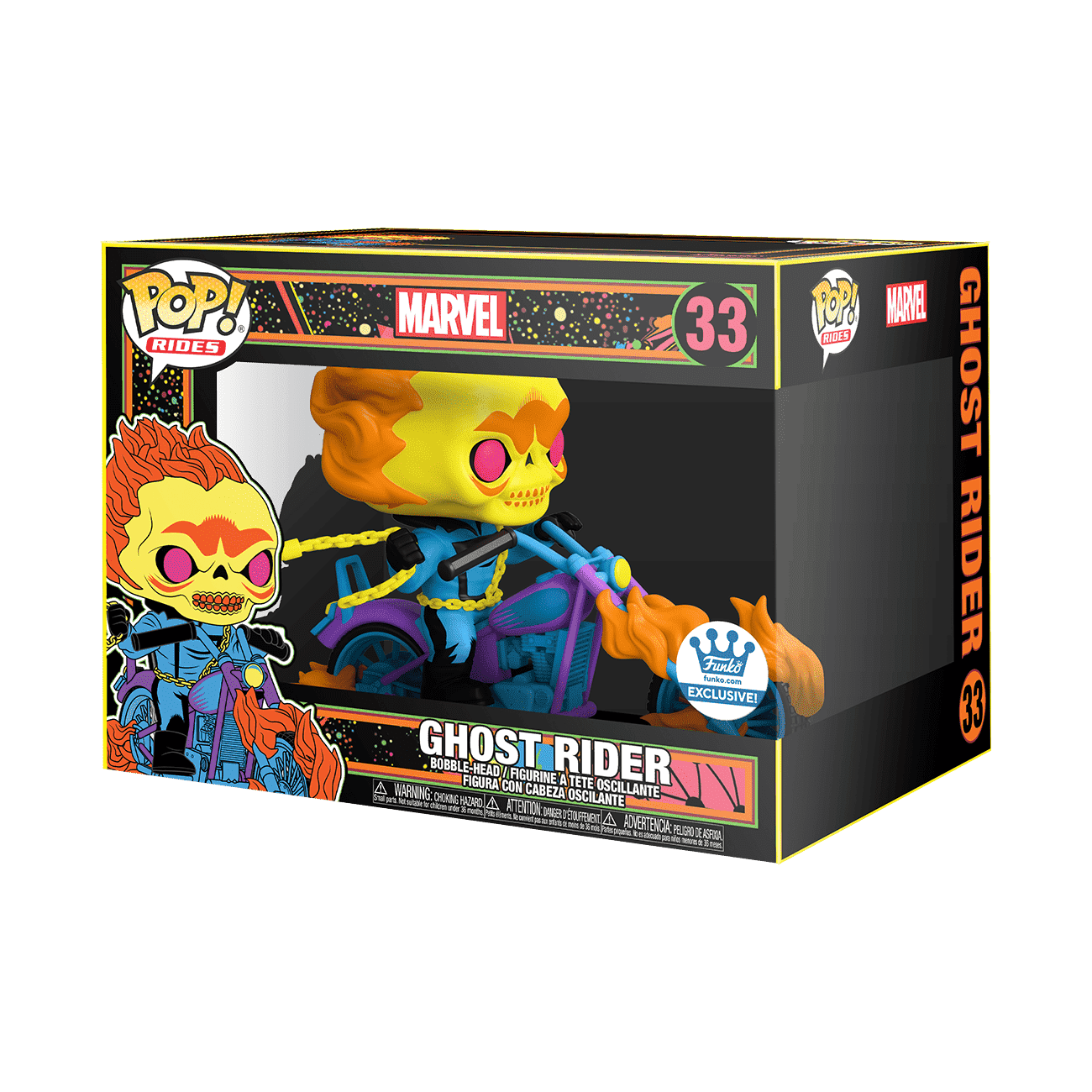 Buy Pop! Rides Super Deluxe Ghost Rider (Black Light) at Funko.