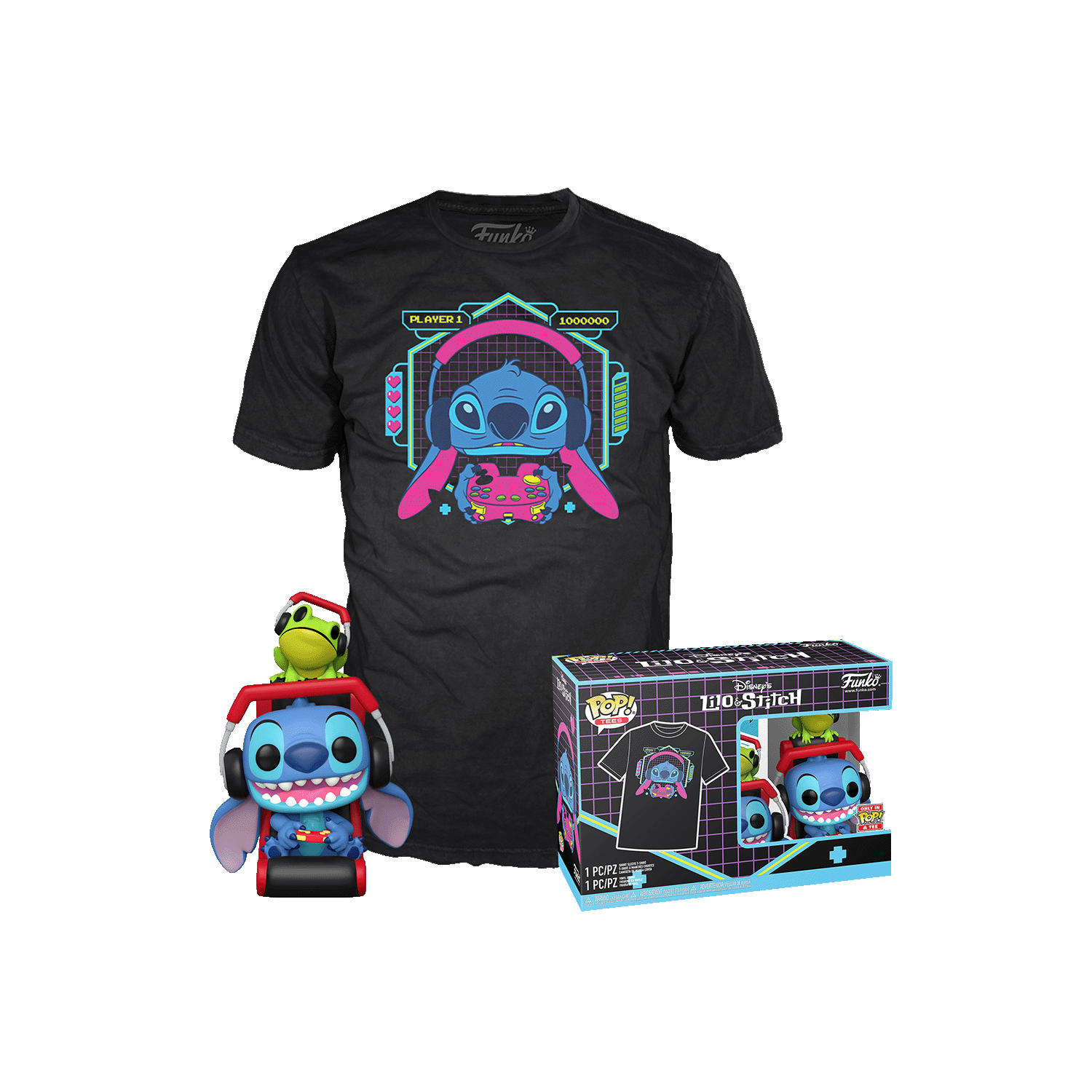 Pop! & Tee Gamer Stitch With Frog | Funko