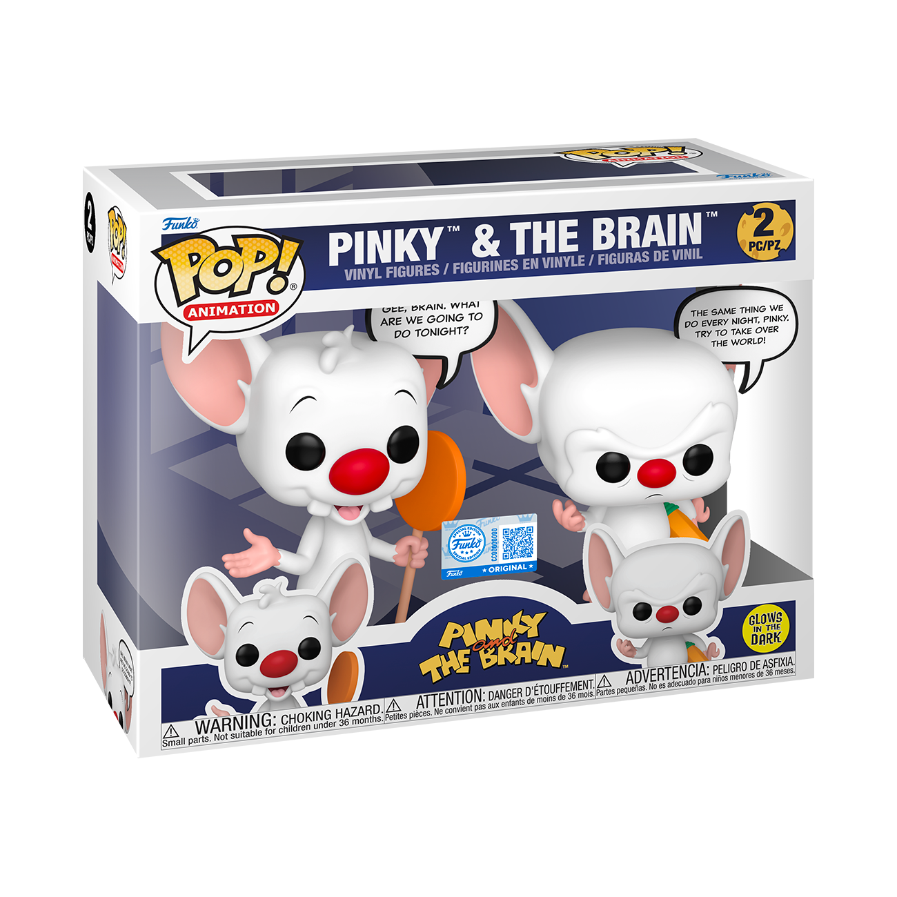 Pop! Pinky & the Brain 2-Pack (Glow) | Funko