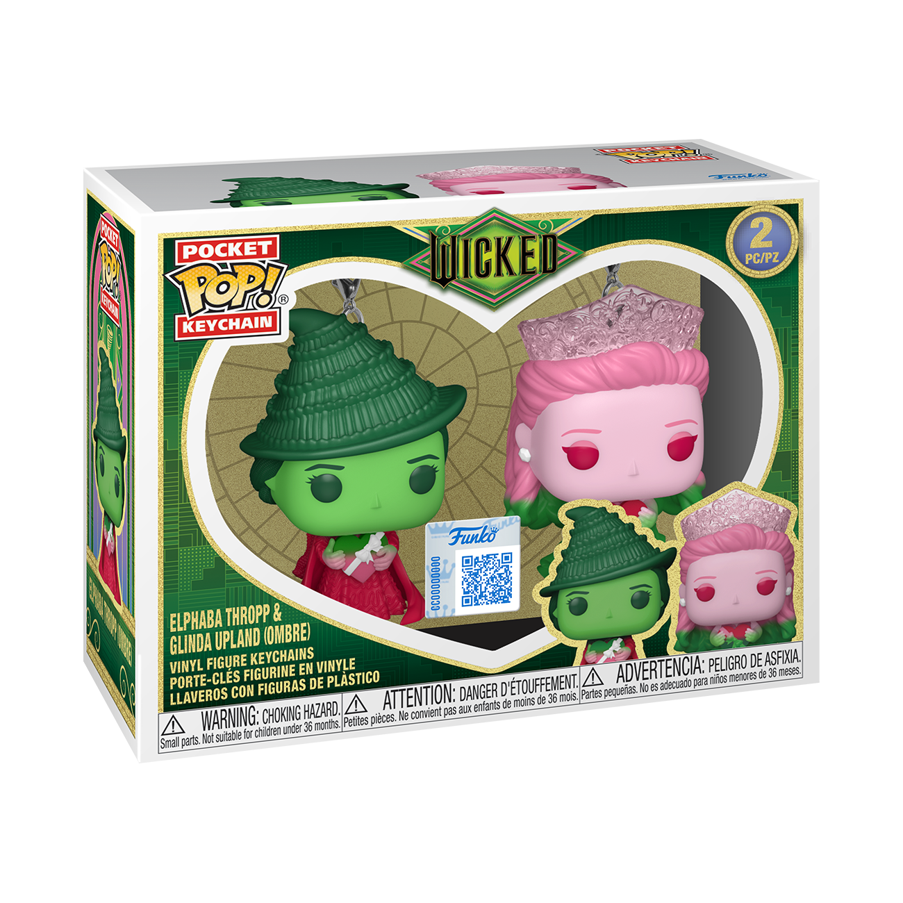 Pop! Keychain Elphaba Thropp & Glinda Upland (Ombre) 2-Pack | Funko
